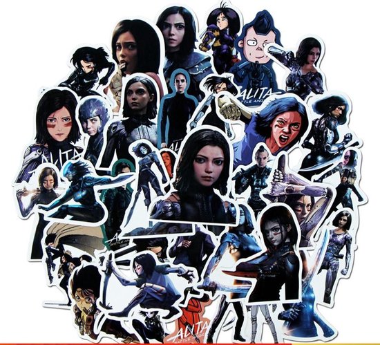 50 stickers - Alita Battle Angel - voor Laptop, Playstation, muur, deur ...
