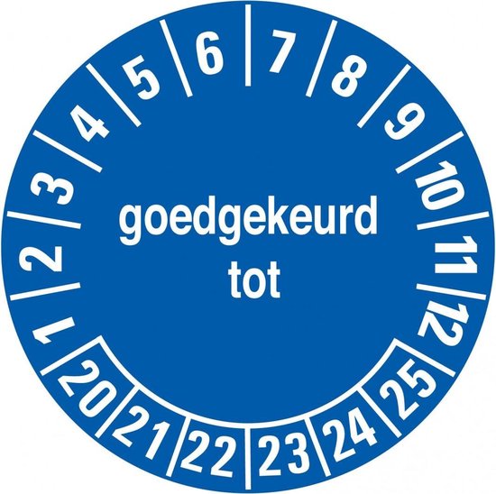 Goedgekeurd tot 21-26 sticker, op rol Koningsblauw 40 mm - 580 per rol ...