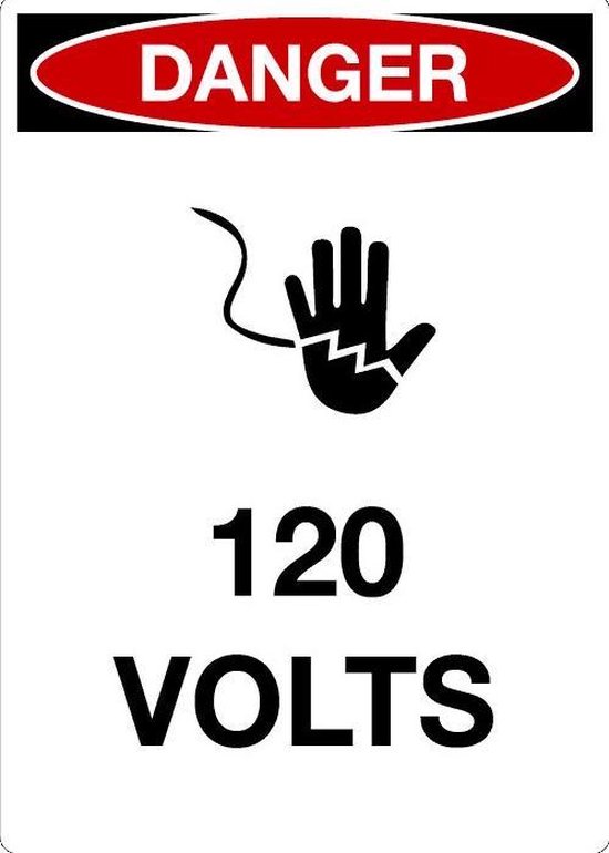 Sticker 'Danger: 120 Volts' 210 x 297 mm (A4) | bol.com