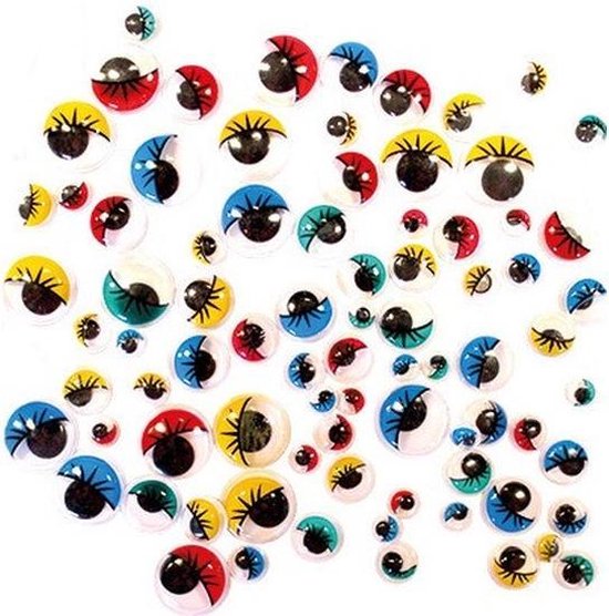 300x Wiebel oogjes/googly eyes gekleurd 6-8-10-12-15 mm - Plastic ...