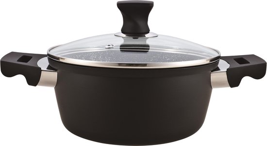 Quadra Herenthal Premium Marmer Coating Soep/Braadpan met glazen deksel ...