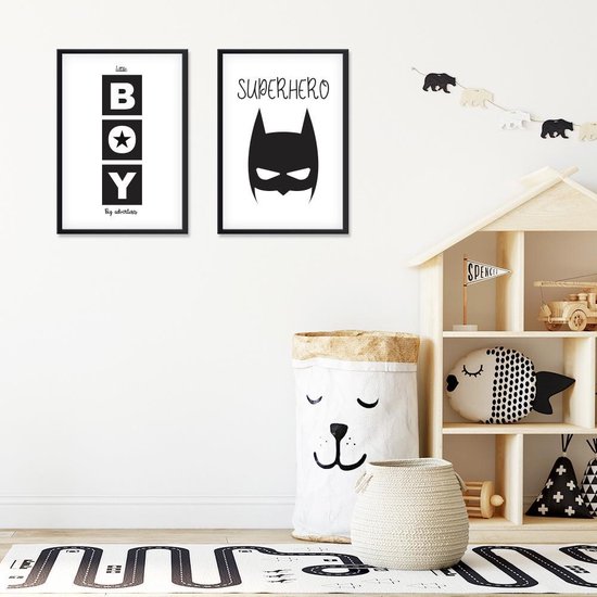 Seldona® Poster crèche Little Boy Big Adventures - Zwart et blanc ...