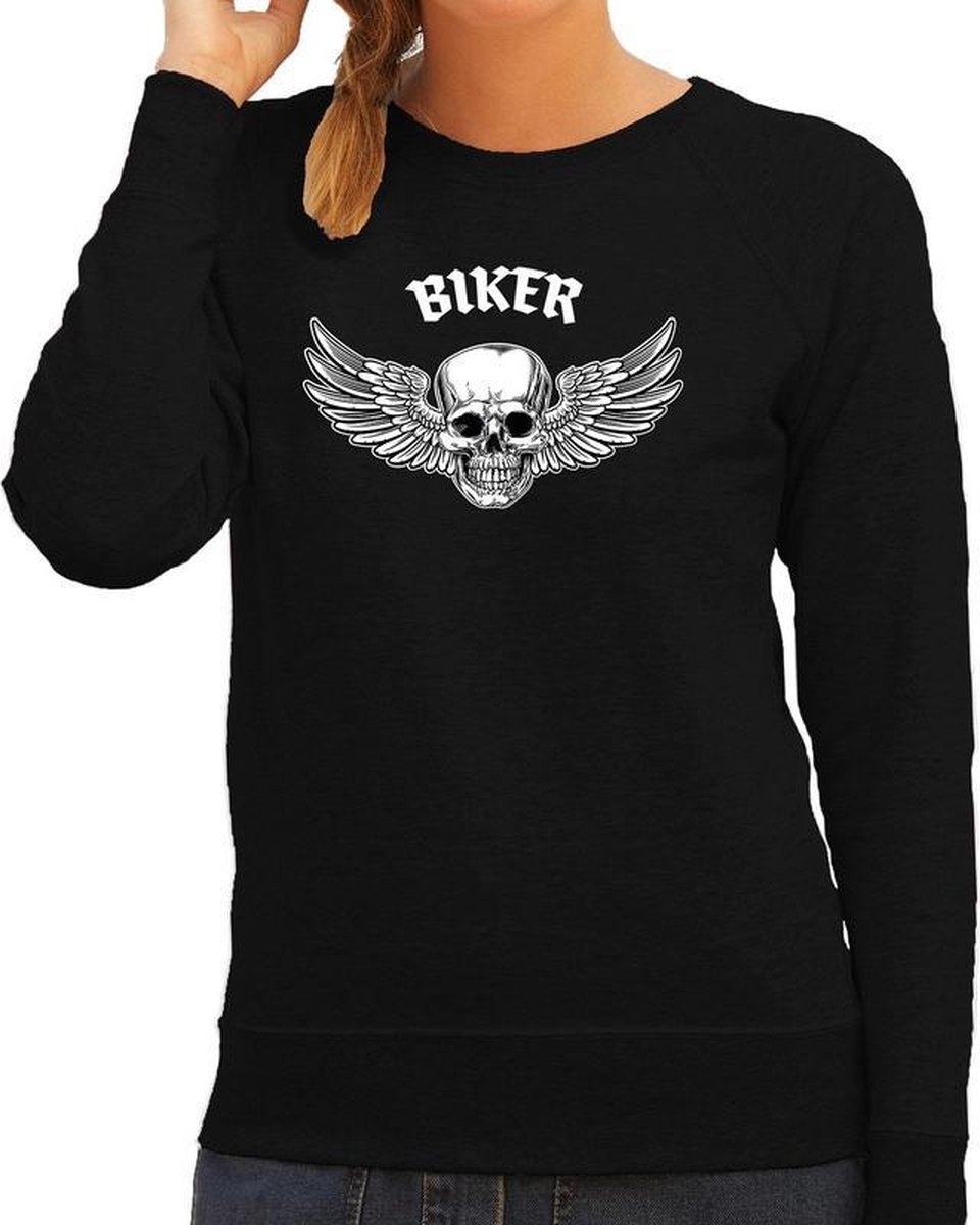 Biker motor sweater zwart voor dames - motorrijder / fashion trui ...