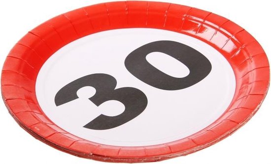 24x Kartonnen bordjes 30 jaar van 23 cm - Wegwerpborden van karton ...
