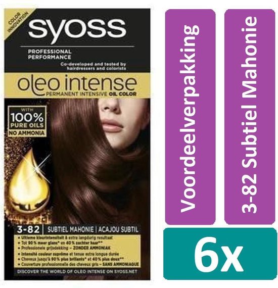 Syoss haarverf Oleo Intense 3-82 Subtiel Mahonie 6 stuks Voordeelverpakking | bol