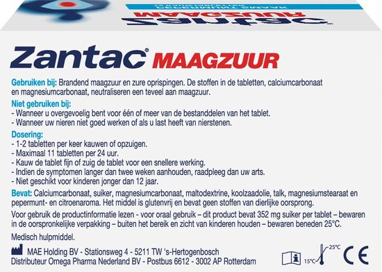Zantac Maagzuur - Kauwtabletten – Pepermuntsmaak - 72 stuks | bol.com