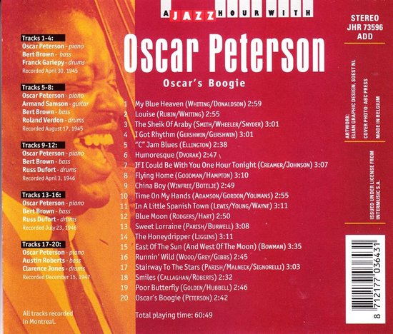 Oscar's Boogie, Oscar Peterson | CD (album) | Muziek | bol