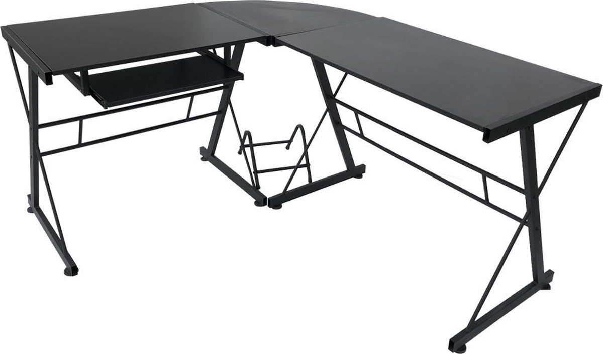 Hoekbureau computertafel - L vormige hoek tafel - toetsenbord en ...