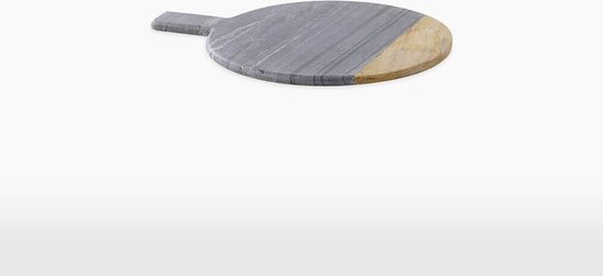Ronde Marmeren Serveerplank - BWARI - Mangohout & Grijs Marmer - Small ...