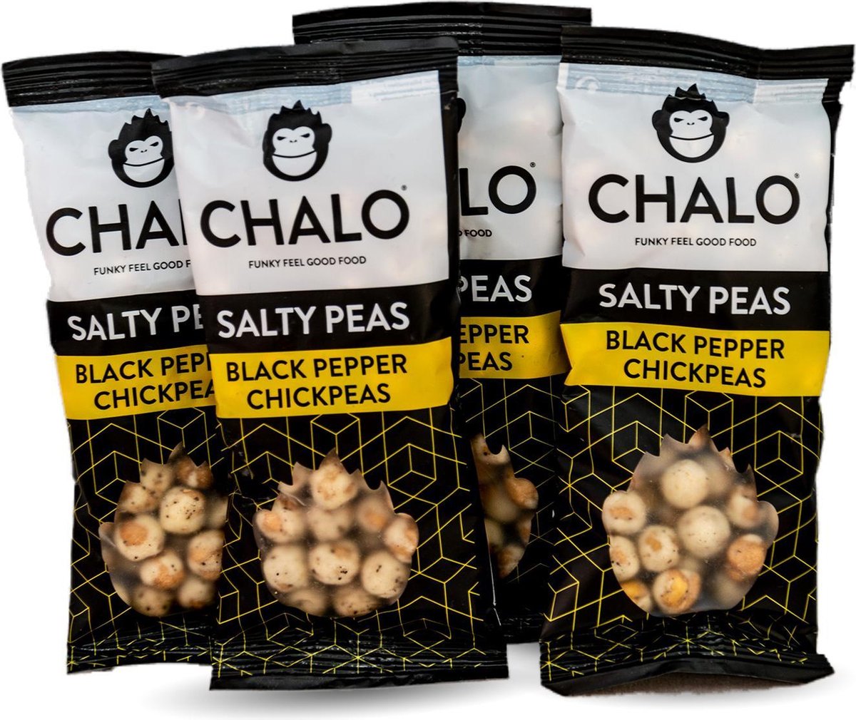 CHALO Black Pepper Chickpeas Salty Peas - 2 x 12 zakjes zoute snacks ...