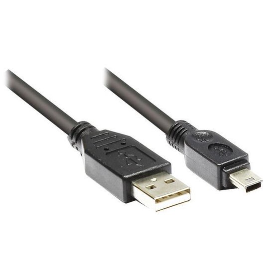 Premium USB Mini B naar USB-A kabel - USB2.0 - tot 3A / zwart - 0,50 ...