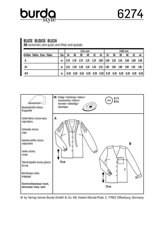Burda Naaipatroon 6274 - Blouse in Variaties | bol