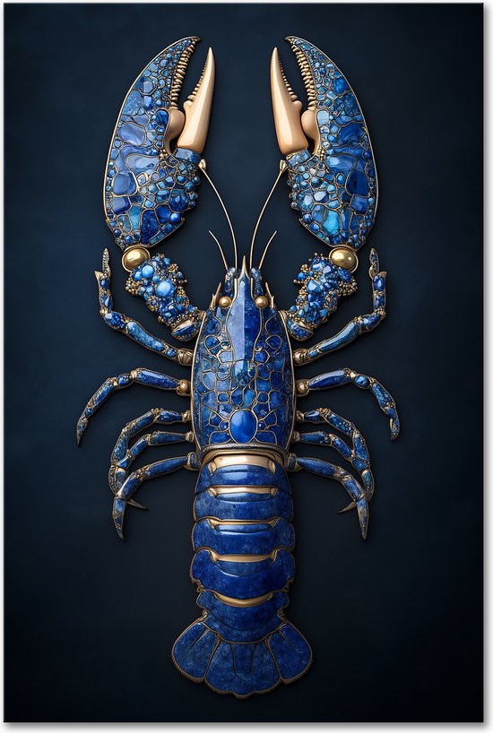 Graphic Message - Schilderij op Canvas - Edelsteen Kreeft - Blauw ...