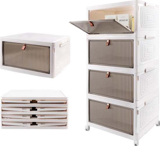 Inovra ® Opvouwbare Kunststof Opbergkast met Transparante Deuren en ...