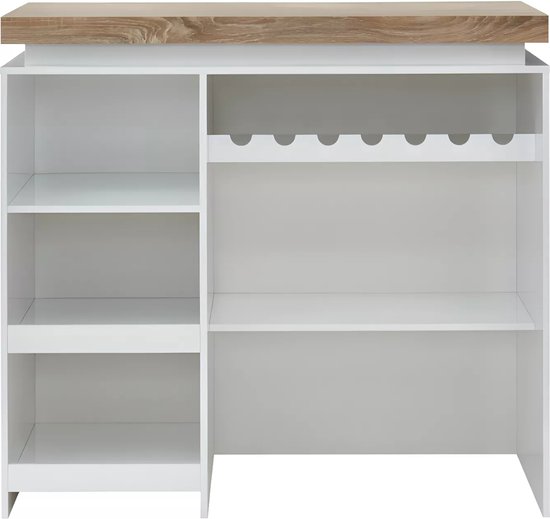 Vente-unique Barmeubel HALO II - Wit gelakt MDF - LEDs - Wit en eik L ...