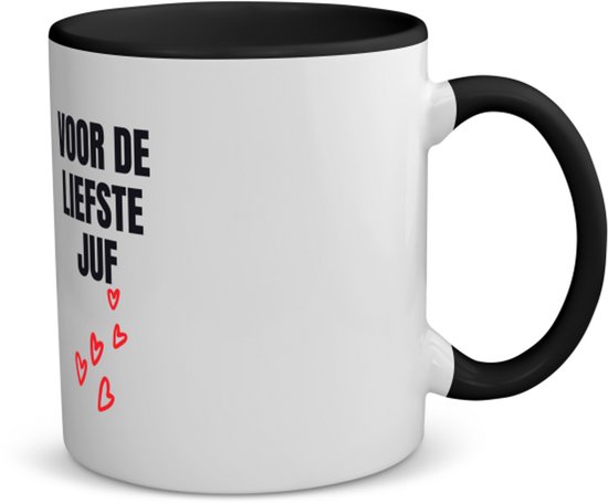 Akyol - voor de liefste juf koffiemok - theemok - zwart - Juf - cadeau juf - cadeau -... | bol