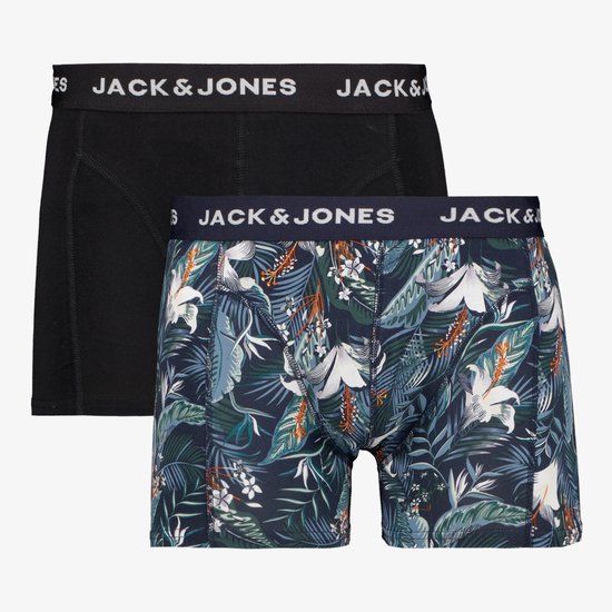 Jack & Jones heren boxershorts 2 pack bloemenprint - Zwart - Maat S | bol