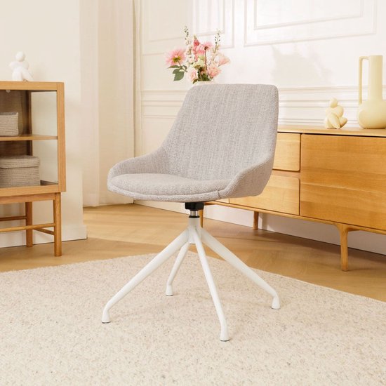 Nolon Nola-Isa Eetkamerstoel Draaibaar Beige Gemêleerd - Stof - Wit ...