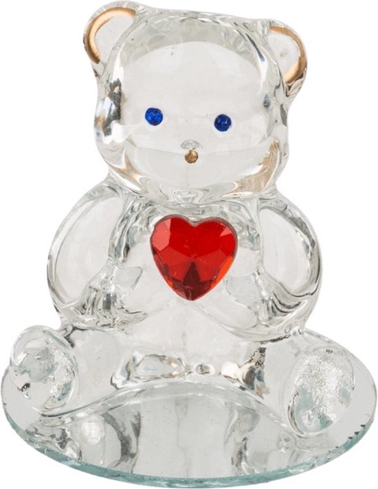Glazen beeldje - Beer met hartje Rood | bol
