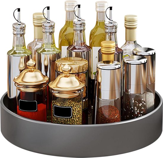 Draaiplateau organizer - Kruidenrek keuken - 30 cm - Grijs - Koolstofstaal | bol