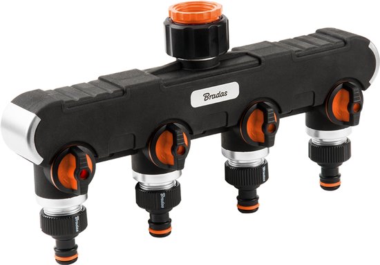 Waterverdeler 4-weg - Heavy Duty - zwart/oranje - past op Gardena of Hozelock... | bol