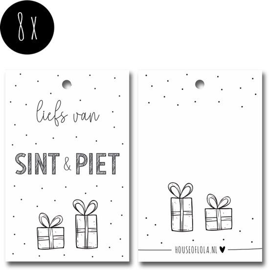8x Sinterklaas Label / Kaartje van karton / Cadeaulabels / Labels ...