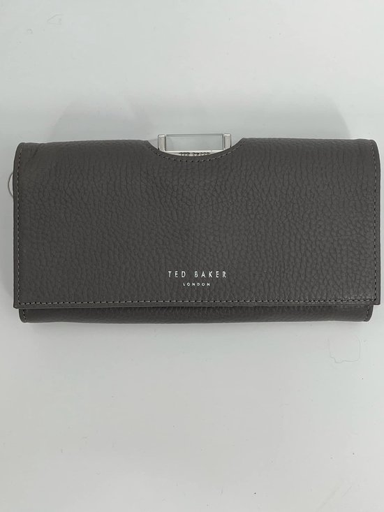Ted Baker leren portemonnee 19 cm grijs | bol