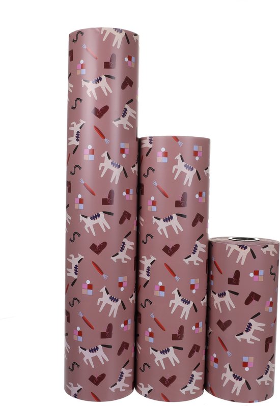 Kado Design - Cadeaupapier - Inpakpapier - Paard van Sinterklaas - Roze ...