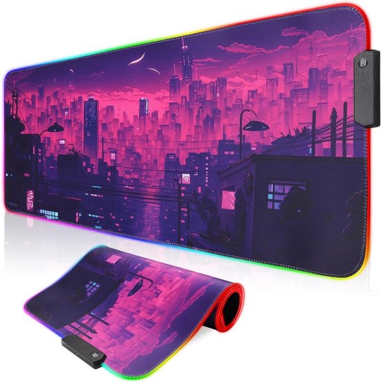 Anime RGB Gaming Muismat - XXL afmetingen - Antislip en duurzame randen ...