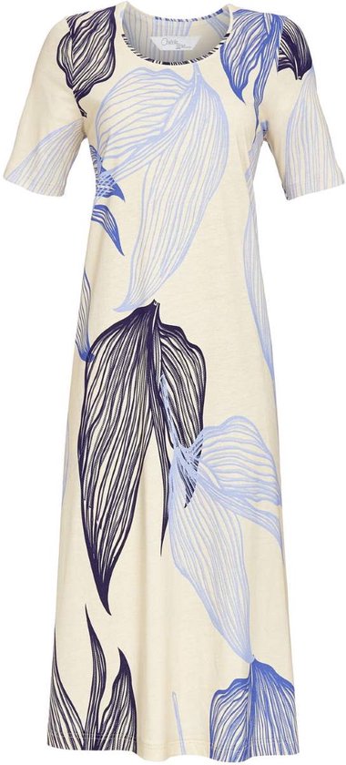 Ringella nachthemd blauwe bladeren - Beige - Maat - 40 | bol