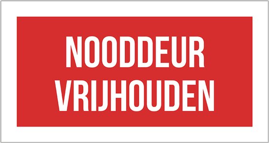 Pictogram/ bord | "Nooddeur vrijhouden" | 30 x 15 cm | Brandweg ...