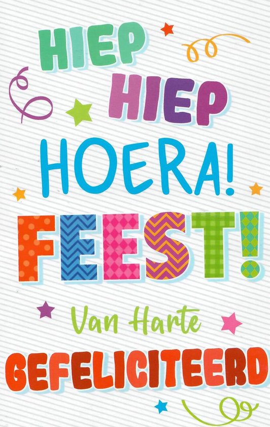 Wenskaart | 10 stuks | Hiep Hiep Hoera! Feest! Van harte gefeliciteerd | bol