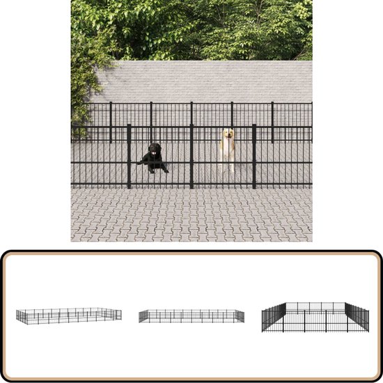 vidaXL Hondenkennel - Buiten - 47,05 m² - Staal Hondenhok ...