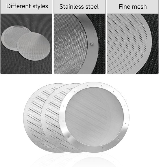 3 stuks koffiefilters, roestvrijstalen weefsel, extractiefilter ...