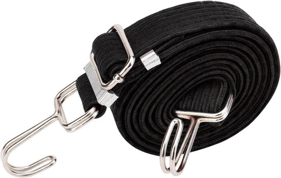 Verstelbare bungeekoorden met dubbele haken - 2 m lang - Zwart ...