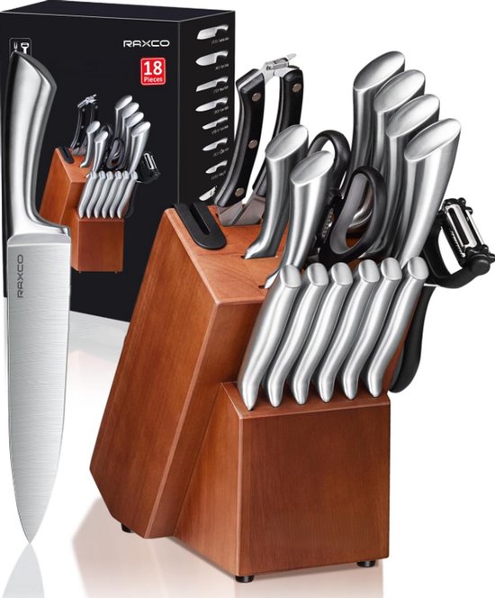 Raxco® Messenblok - 18 Delig - Messenset - Inclusief slijper & schaar ...