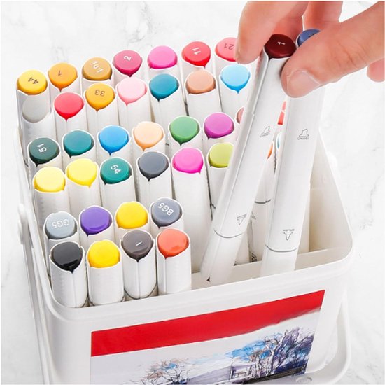 Alcohol Brush Markers - Double Tipped Art Markers - 48 Kleuren Beitel ...