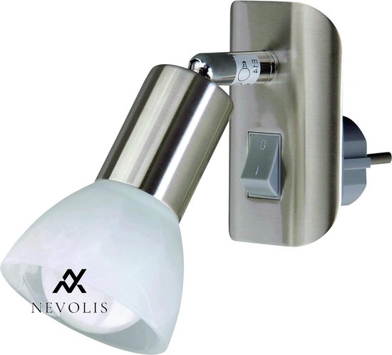 Nevolis Leeslamp stekkerlamp - Draai- en zwenkbaar - Mat nikkel - E14 ...