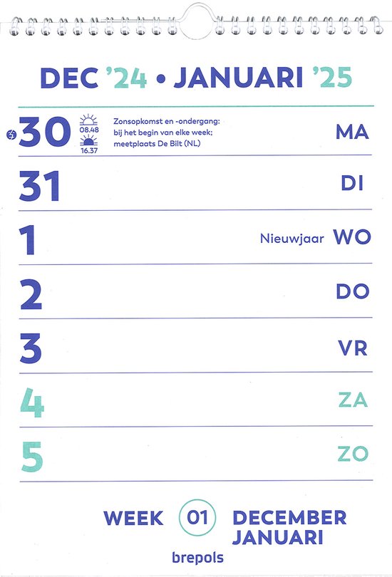 MGPcards - Grootletter kalender 2025 - Grootcijfer kalender - Week ...