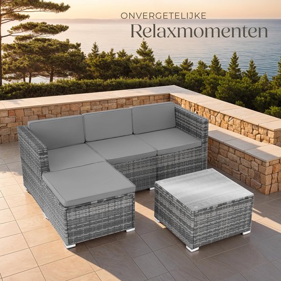 tectake® Wicker loungeset - Tuinmeubelset voor buiten met Bank ...
