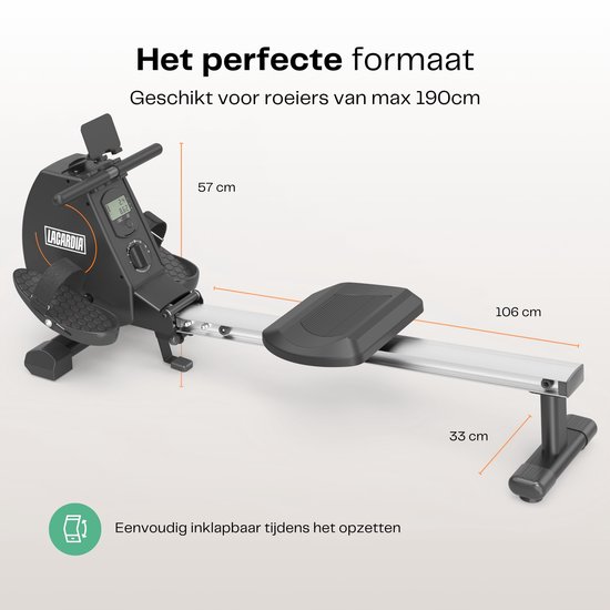 LaCardia roeitrainer met display – magnetische roeimachine - 16 ...
