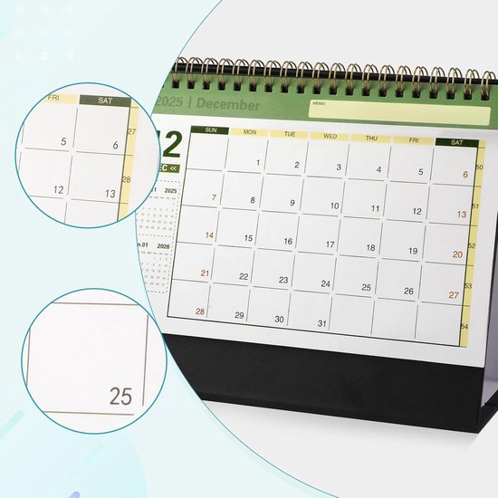 Bureaukalender - Staande Flip-Kalender - 19x16cm - Zwart | bol