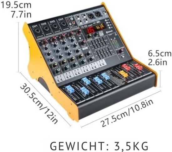 5-Kanaals Audio-Mengpaneel - DJ-Mixer Met Vermogensversterker - USB ...