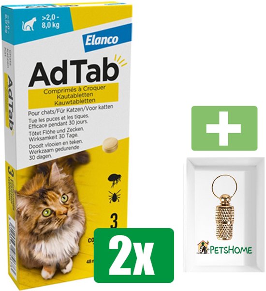 Adtab kauwtablet kat - 2 tot 8 KG - 3 tabletten - Vanillesmaak | bol