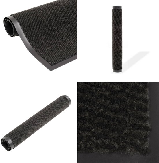 vidaXL Droogloopmat rechthoekig getuft 120x180 cm zwart - Deurmat ...