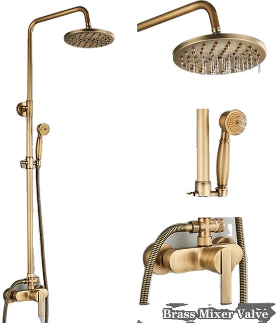 Douchekraan Set, Vintage Messing Afwerking, Hoogte Verstelbaar, Antiek ...