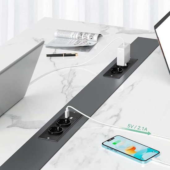 Verzonken Contactdoos met USB Power Strip - Bureau Power Strip 15 Meter ...