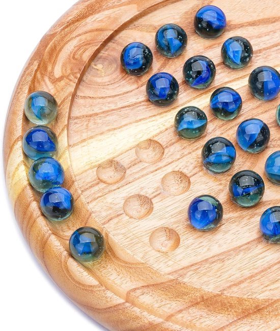 Solitaire Classic rond houten bordspel - 20 x 22 cm met marmeren ...