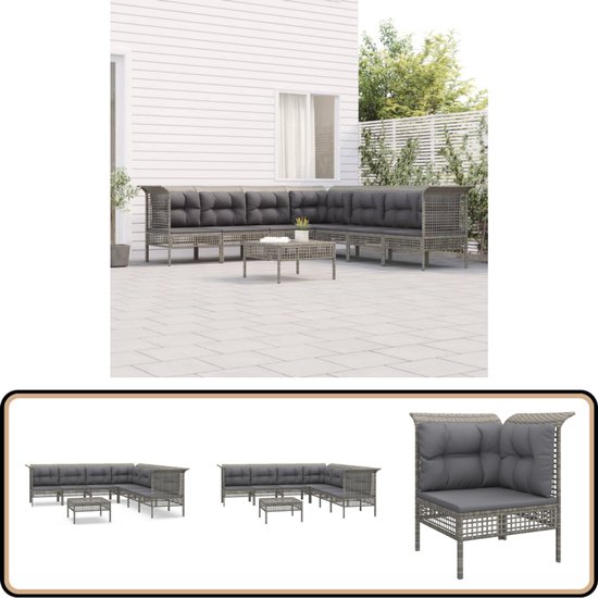 vidaXL Loungeset 8-delig - Poly Rattan - Grijs Loungeset - Tuinset ...