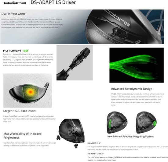 Cobra DarkSpeed Adapt LS Driver 2025 | | Stiff | 9° Loft (instelbaar ...